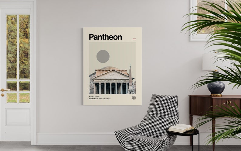 Pantheon Poster, Minimalist, Helvetica, Mid-century Modern, Pantheon ...