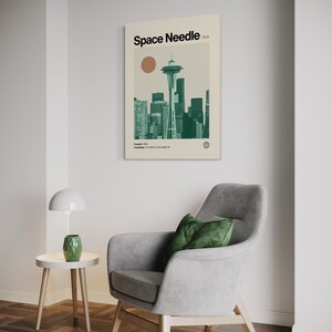 Space Needle Poster, Minimalist, Helvetica, Mid-century Modern, Space ...