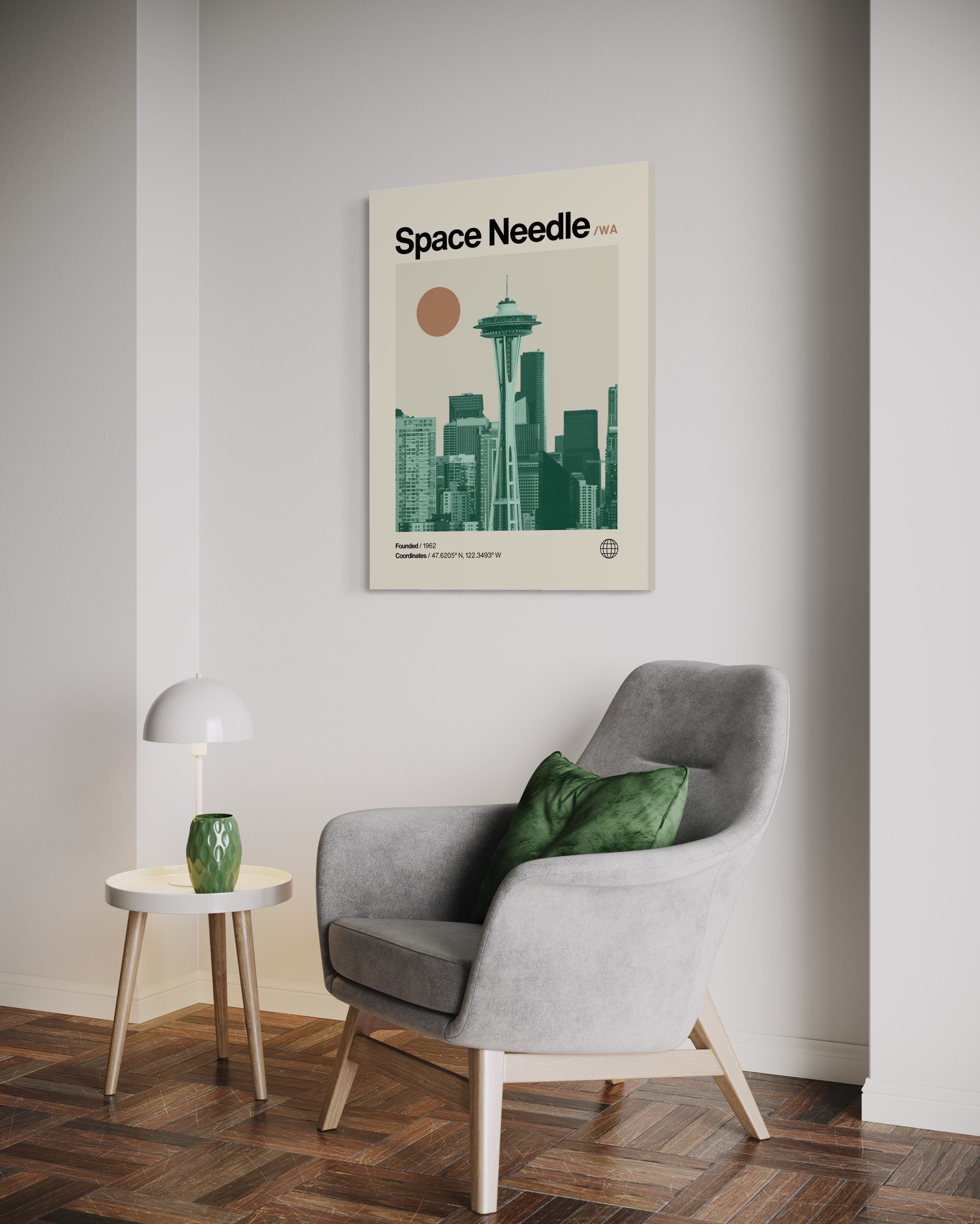 Space Needle Poster, Minimalist, Helvetica, Mid-century Modern, Space ...