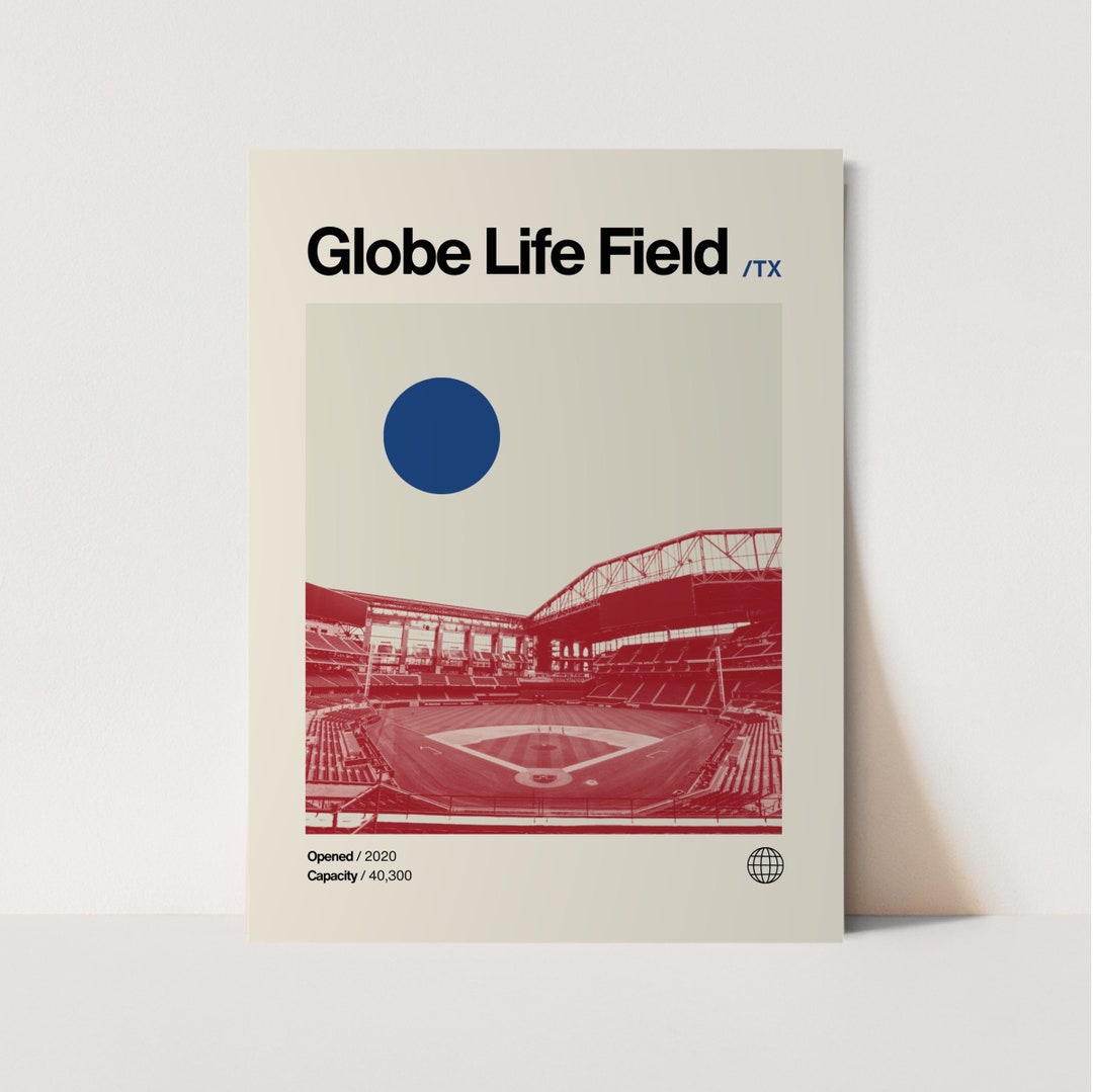 Globe Life Field Monotone Poster, Rangers Poster, Minimalist, Helvetica ...