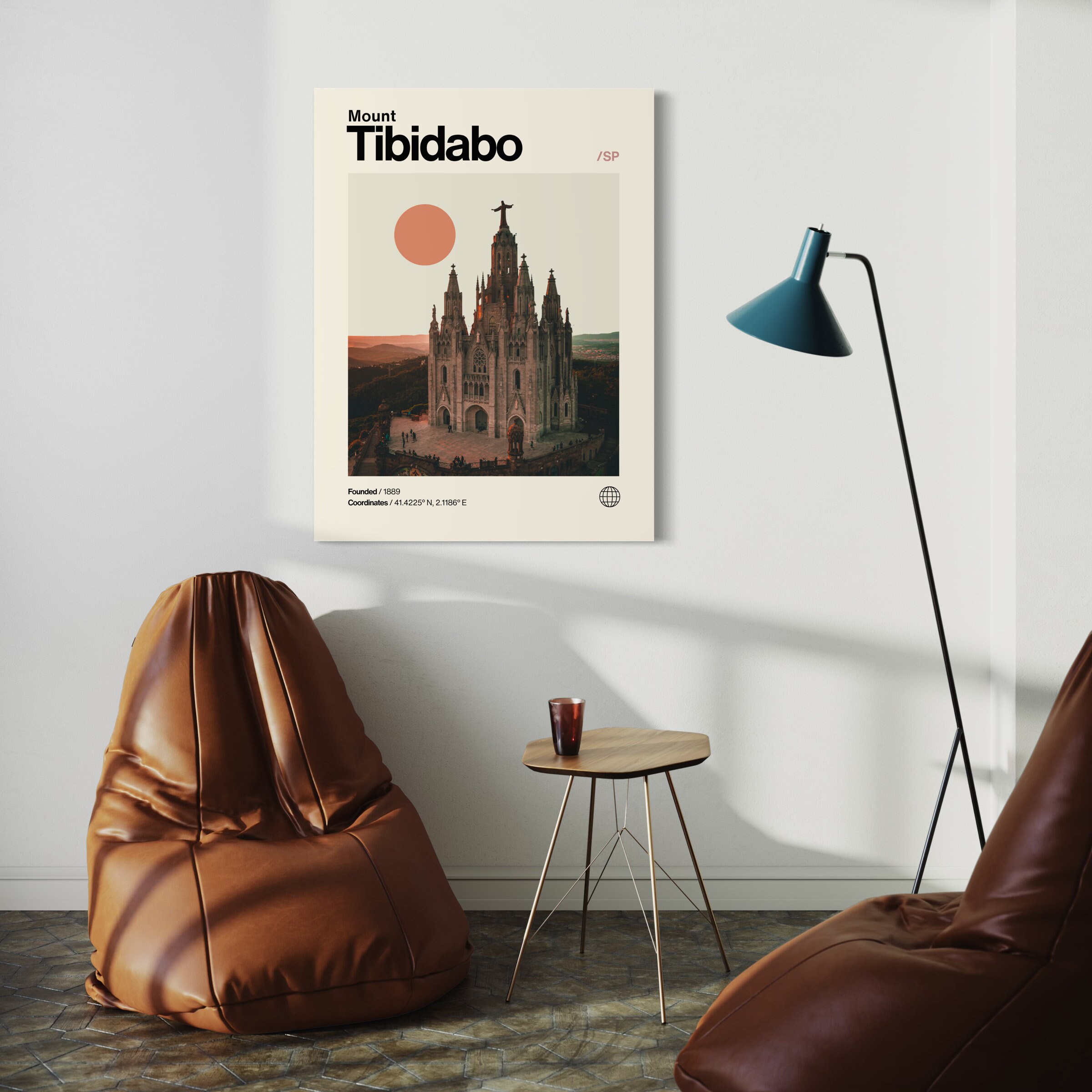 Mount Tibidabo Poster, Minimalist, Helvetica, Mid-century Modern, Mount ...