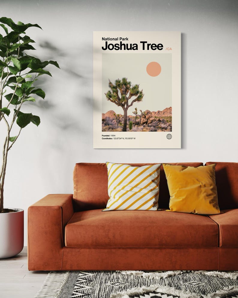 Joshua Tree Poster, Minimalist, Helvetica, Mid-century Modern, Joshua ...