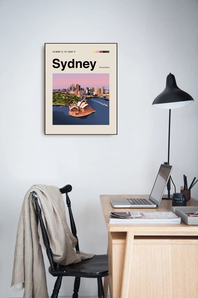 Sydney Poster, Minimalist, Helvetica, Mid-century Modern, Sydney Travel ...