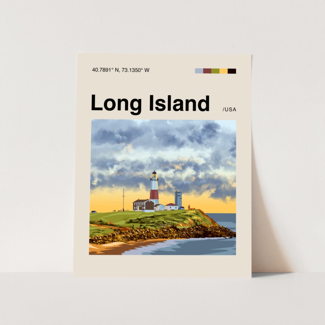 Long Island Poster, Minimalist, Helvetica, Mid-century Modern, Long ...