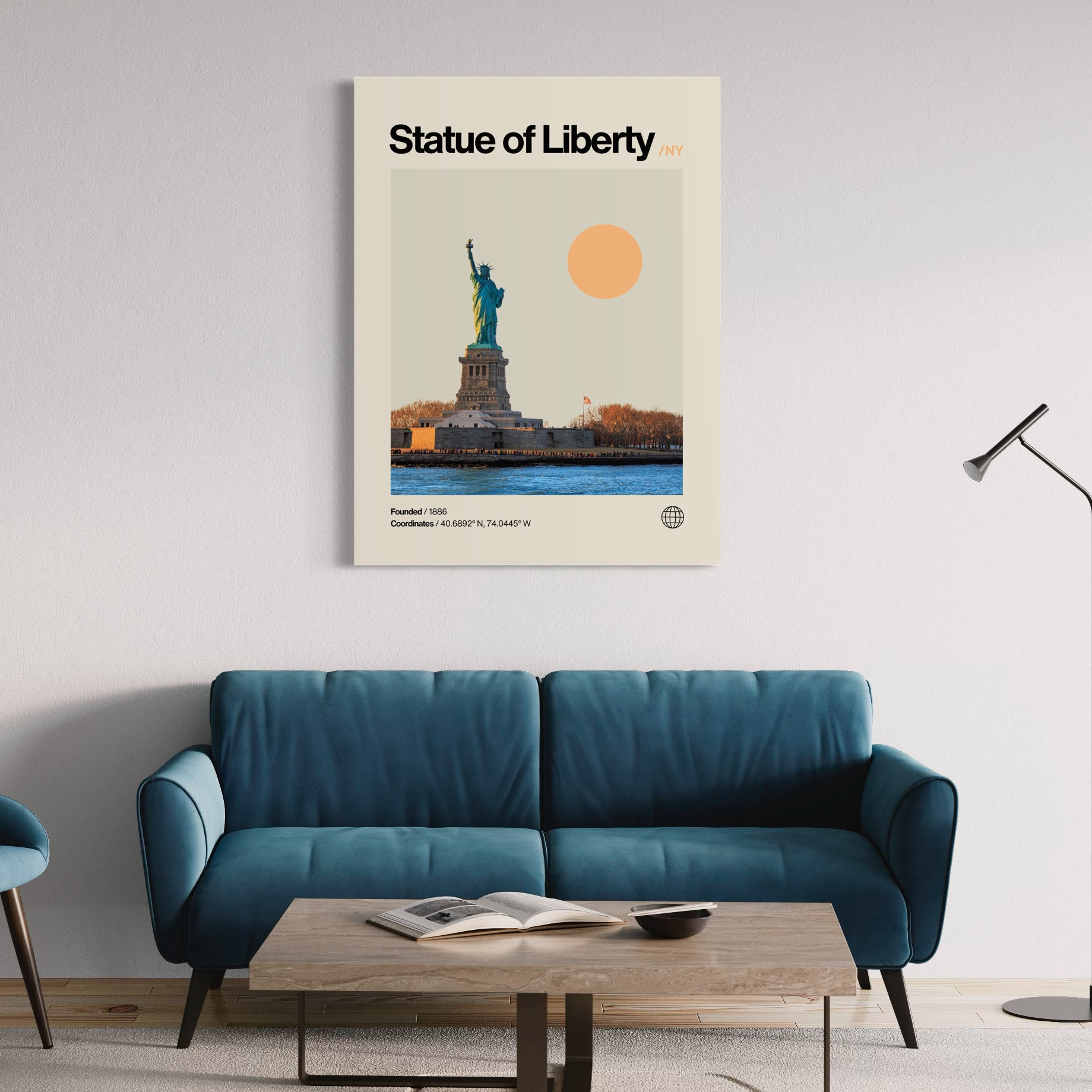 Statue of Liberty Poster, Minimalist, Helvetica, Mid-century Modern ...