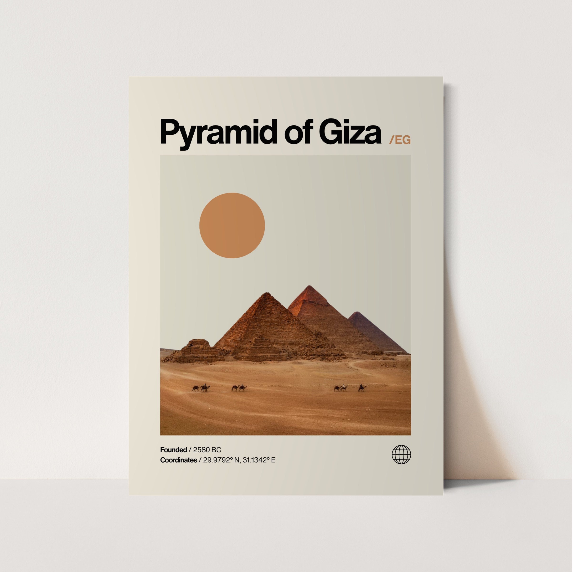 Pyramid of Giza Poster, Minimalist, Helvetica, Mid-century Modern ...
