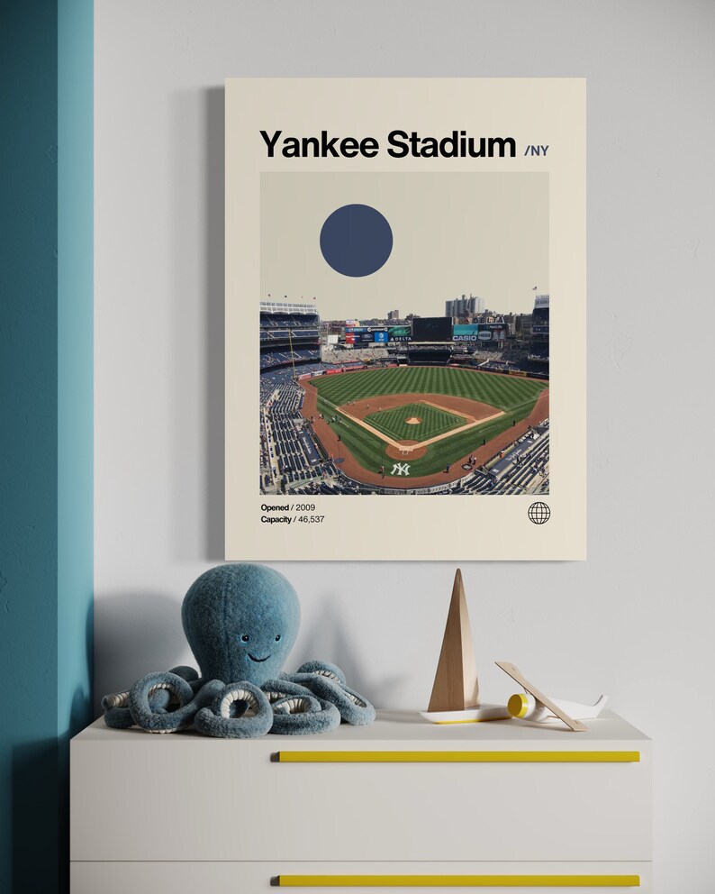 Yankee Stadium Poster, Minimalist, Helvetica, Mid-century Modern ...