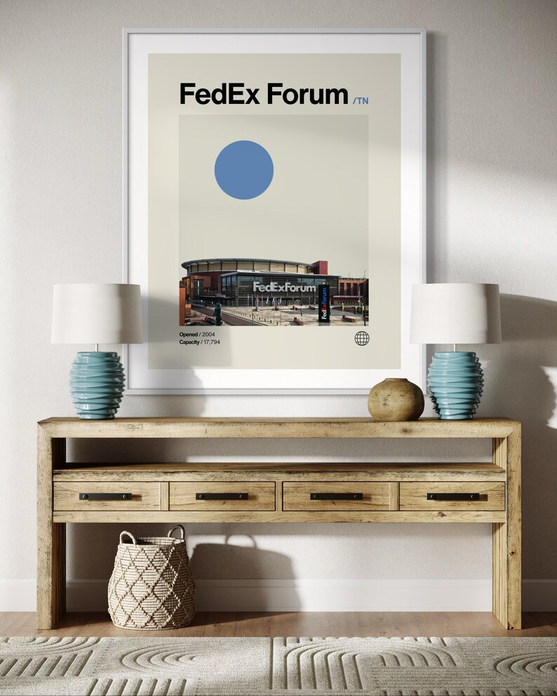 Fedex Forum Poster, Grizzlies Poster, Minimalist, Helvetica, Mid ...
