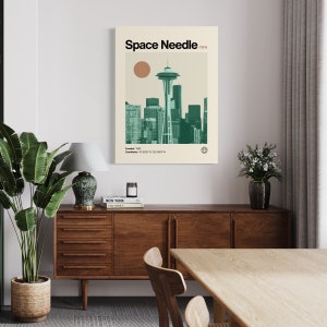 Space Needle Poster, Minimalist, Helvetica, Mid-century Modern, Space ...