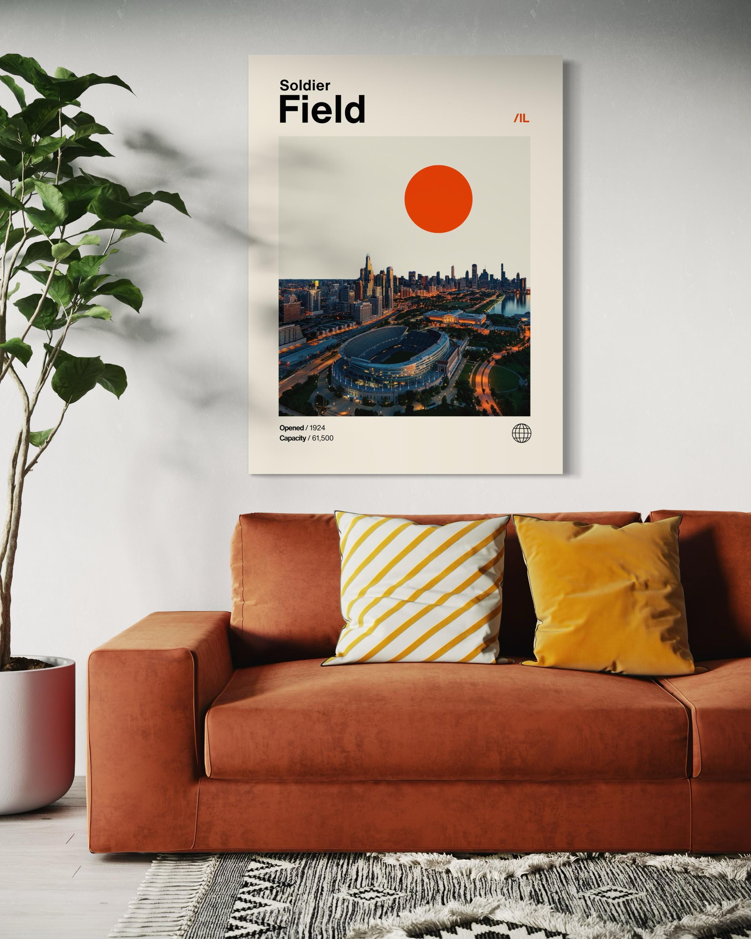 Soldier Field Poster, Bears Poster, Minimalist, Helvetica, Mid-century ...