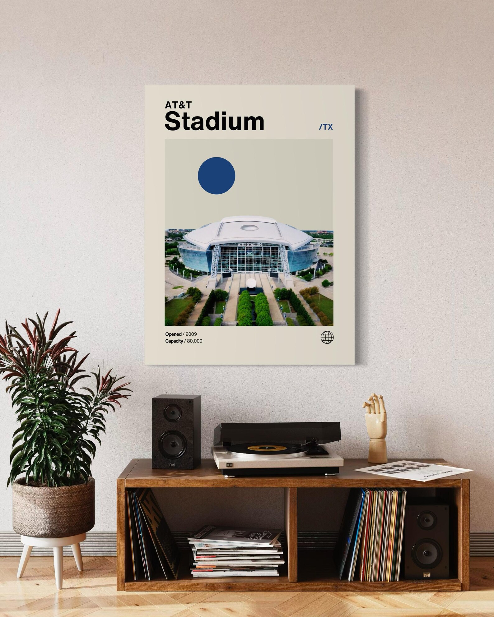 AT&T Stadium Poster, Cowboys Poster, Minimalist, Helvetica, Mid-century ...