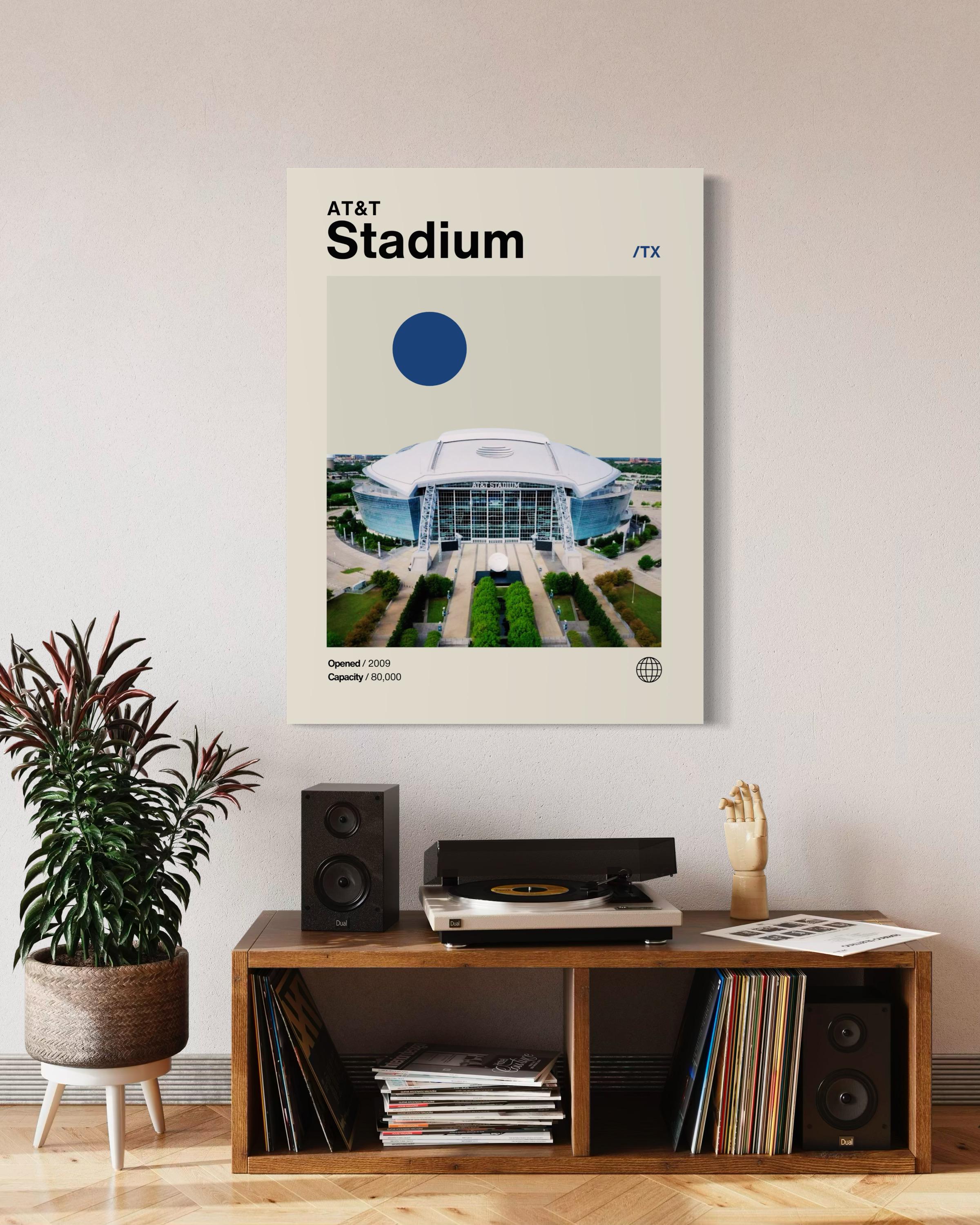 AT&T Stadium Poster, Cowboys Poster, Minimalist, Helvetica, Mid-century ...