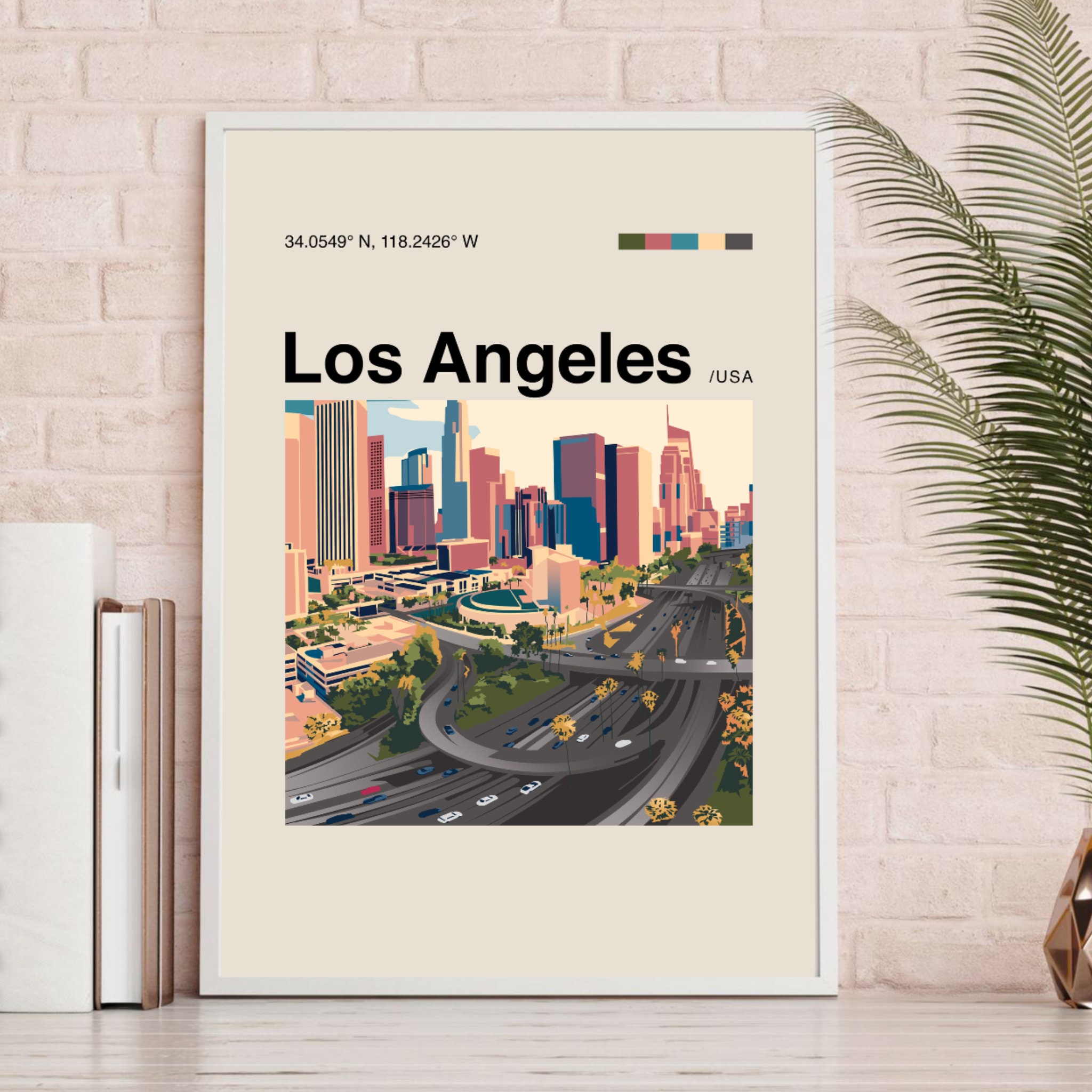 Los Angeles Poster, Minimalist, Helvetica, Mid-century Modern, Los ...