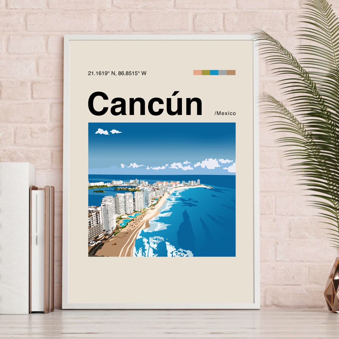 Cancun Poster, Minimalist, Helvetica, Mid-century Modern, Cancun Travel ...