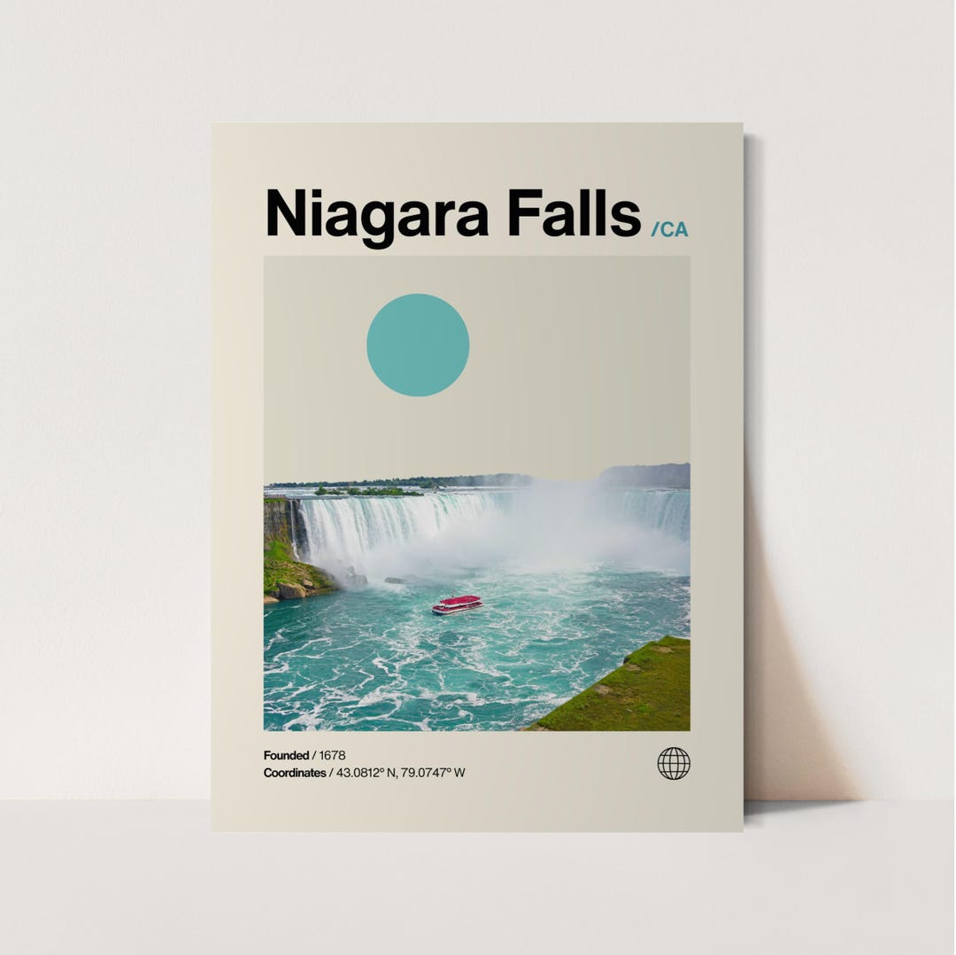 Niagara Falls Poster, Minimalist, Helvetica, Mid-century Modern ...