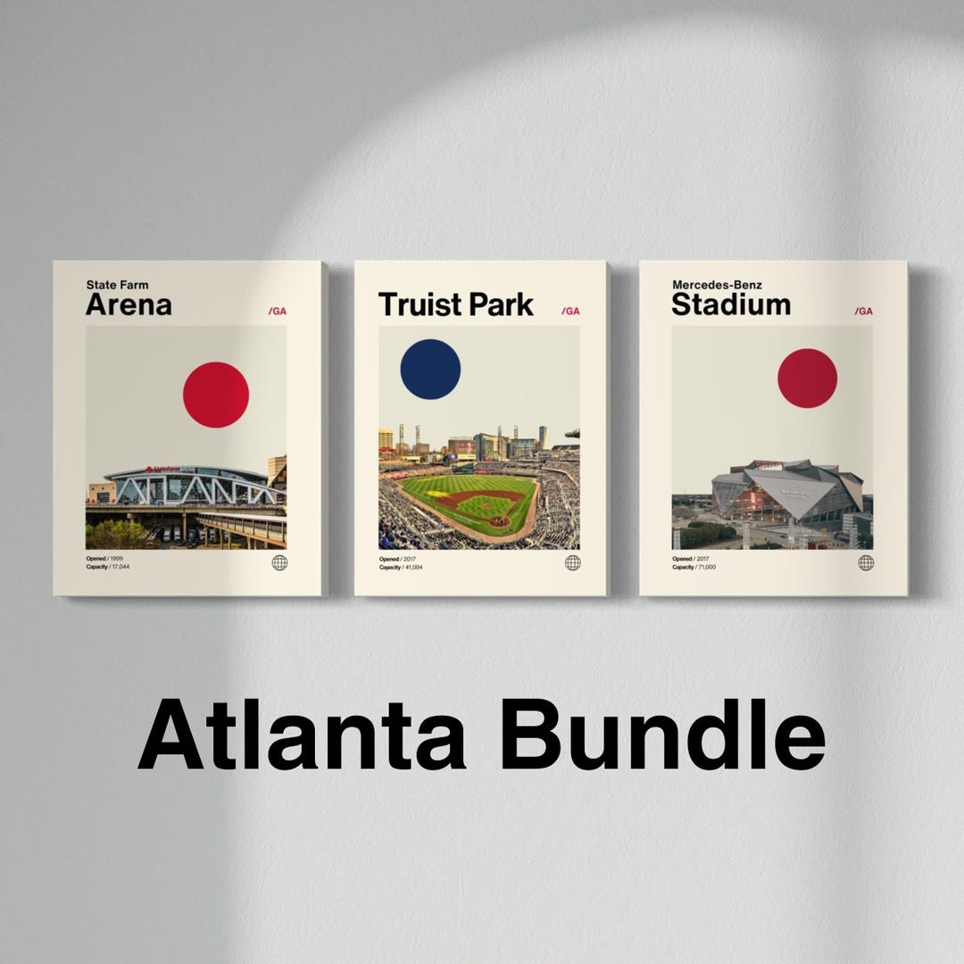 Atlanta Sports Art Bundle Poster, Mercedes-benz Stadium, Truist Park ...