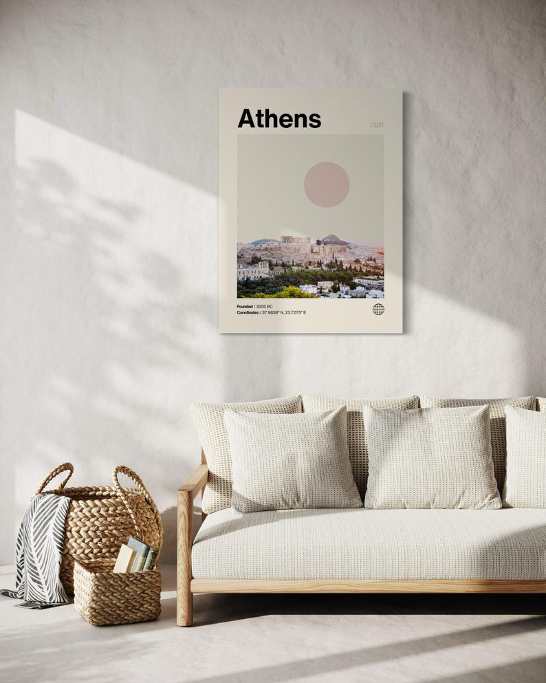 Athens Poster, Minimalist, Helvetica, Mid-century Modern, Athens Travel ...