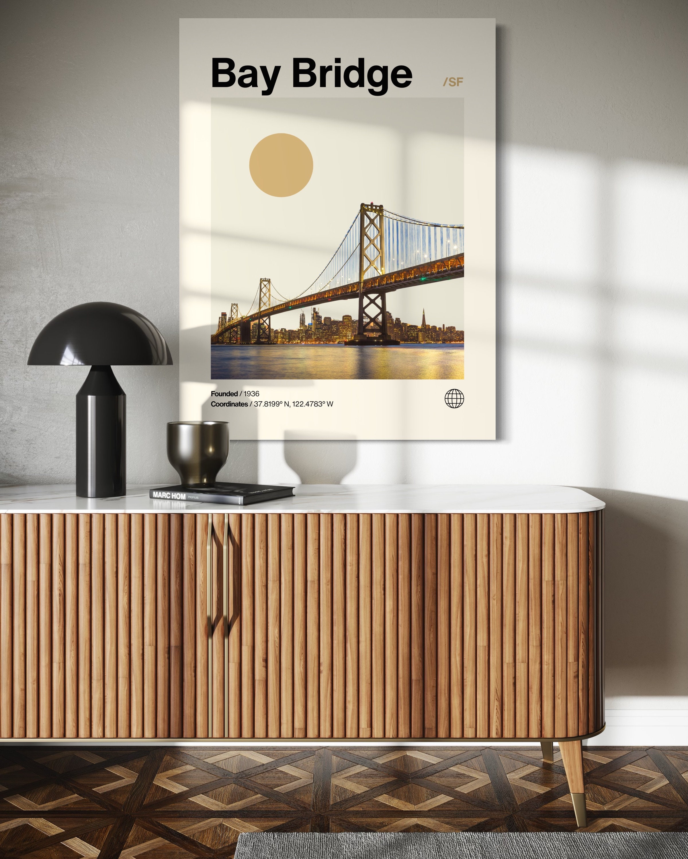 Bay Bridge Poster, Minimalist, Helvetica, Mid-century Modern, Bay ...