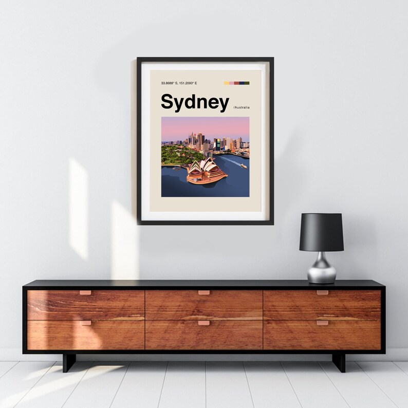 Sydney Poster, Minimalist, Helvetica, Mid-century Modern, Sydney Travel ...