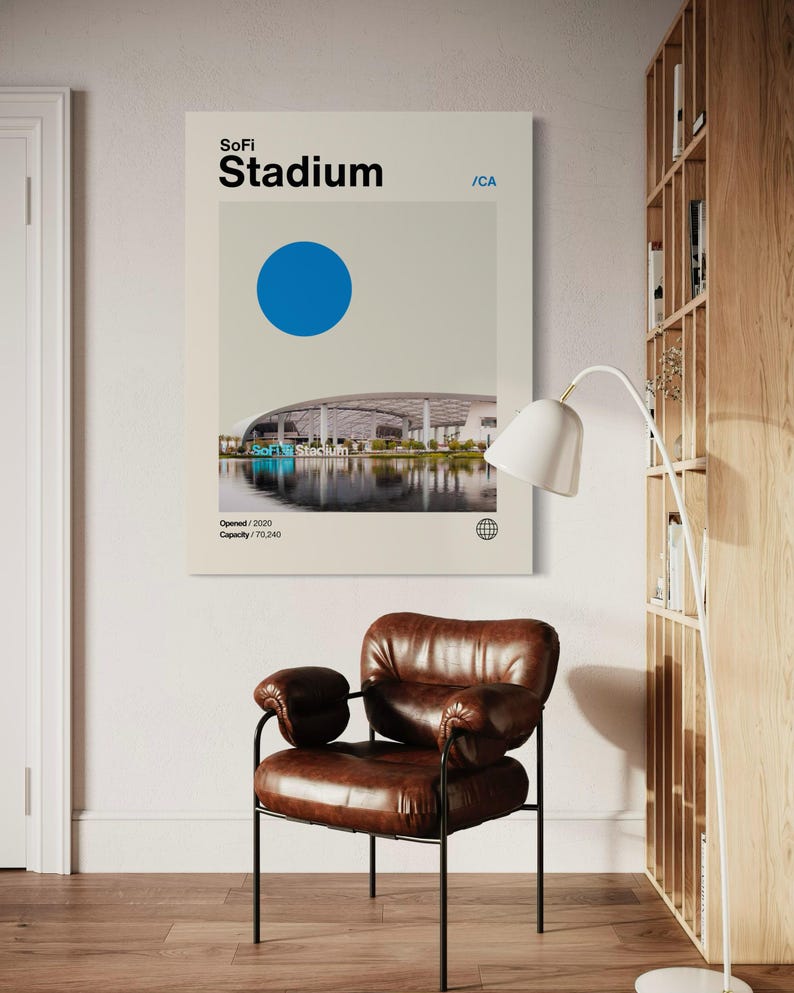 Sofi Stadium Poster, Chargers Poster, Minimalist, Helvetica, Mid ...