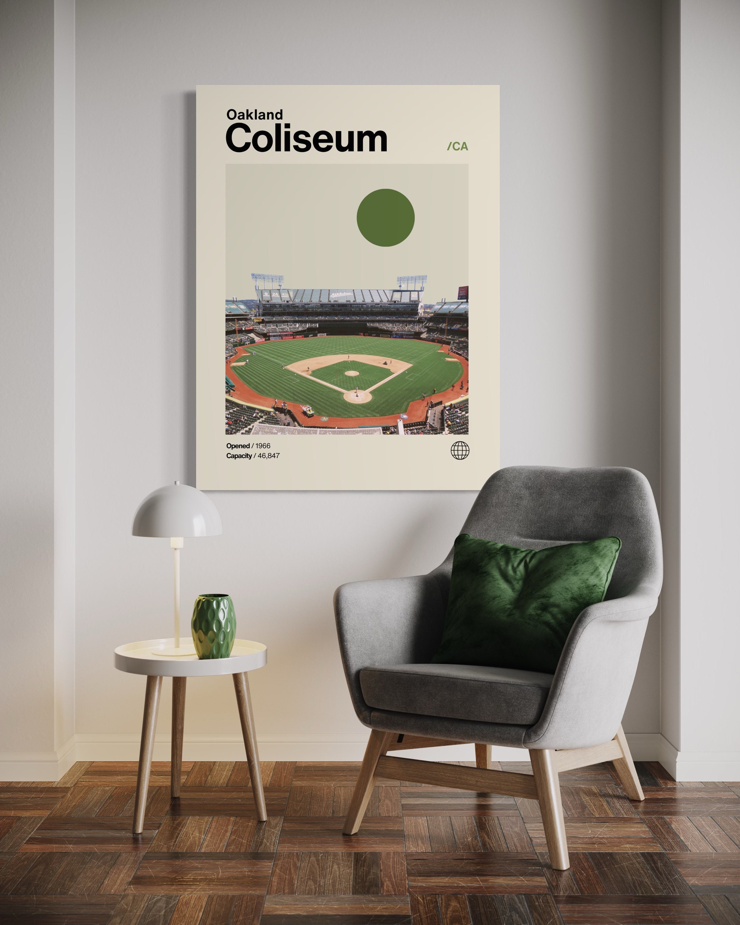 Oakland Coliseum Poster, A's Poster, Minimalist, Helvetica, Mid-century ...
