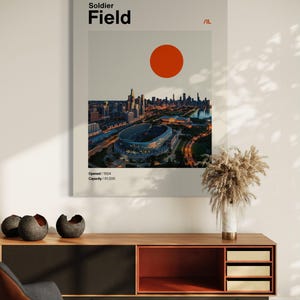 Soldier Field Poster, Bears Poster, Minimalist, Helvetica, Mid-century ...