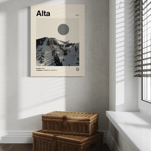 Alta Poster, Minimalist, Helvetica, Mid-century Modern, Alta Snow Ski ...