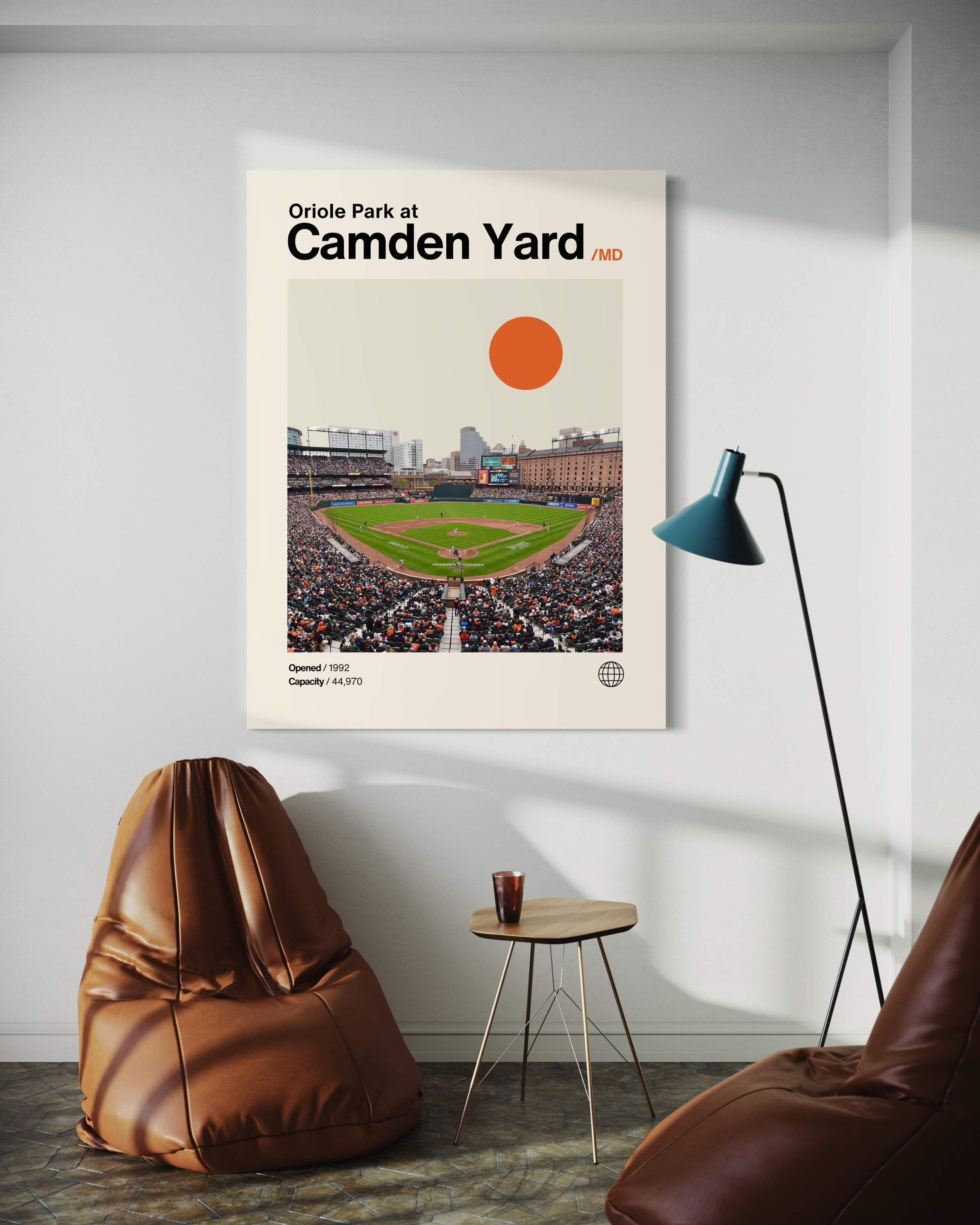 Camden Yard Poster, Orioles Poster, Minimalist, Helvetica, Mid-century ...