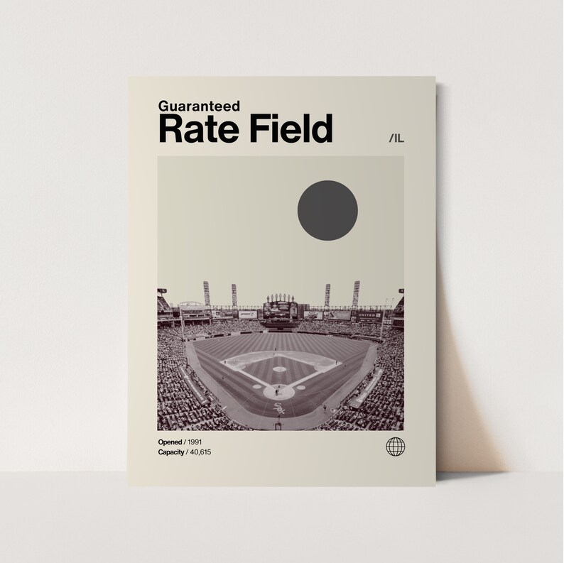 Guaranteed Rate Field Retro Poster, White Sox Poster, Minimalist ...