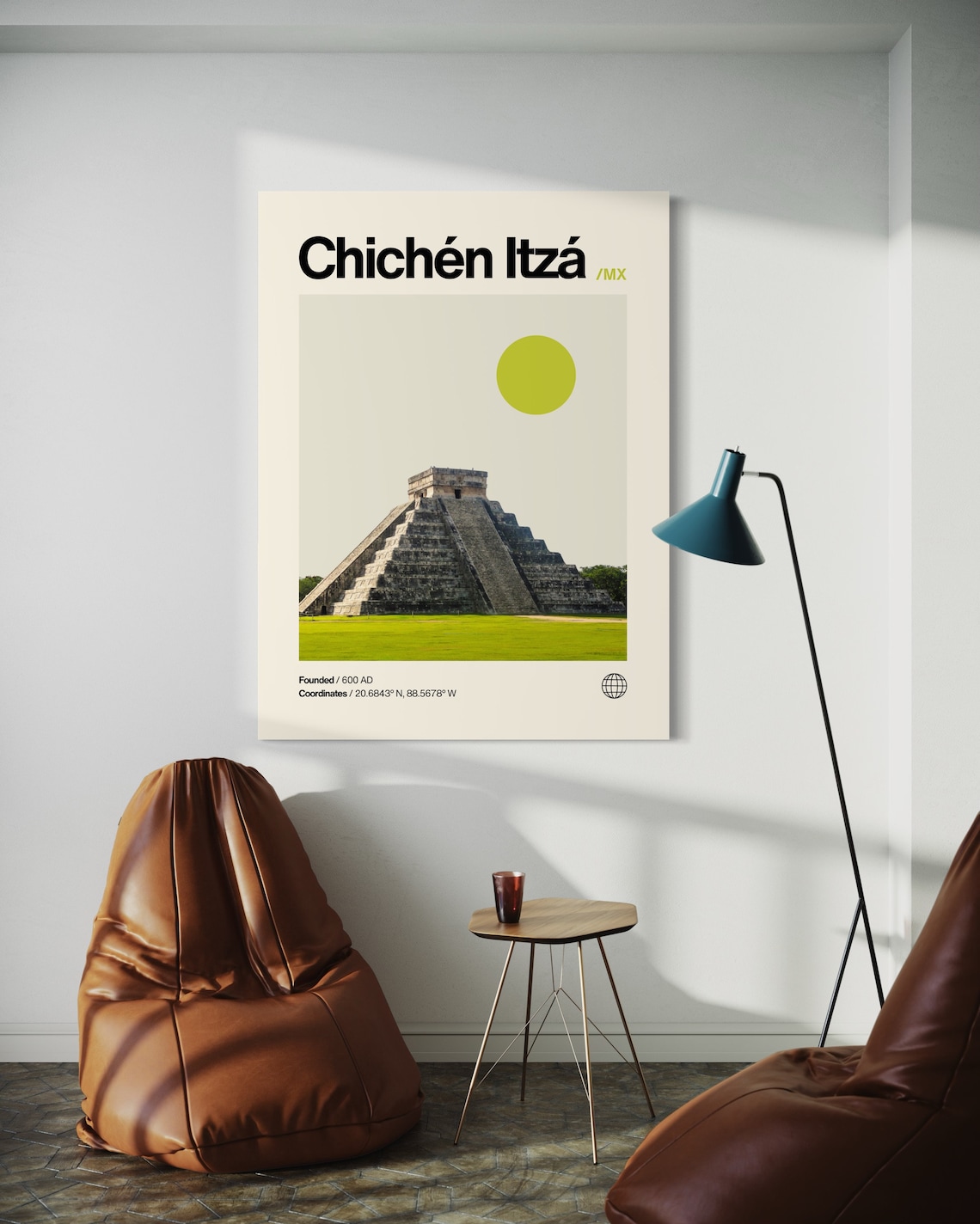 Chichen Itza Poster, Minimalist, Helvetica, Mid-century Modern, Chichen ...