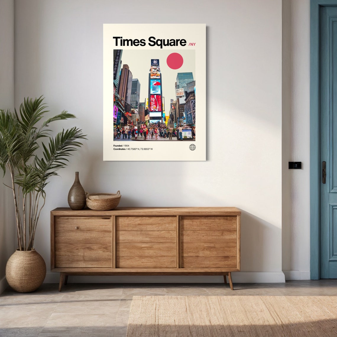 Times Square Poster, Minimalist, Helvetica, Mid-century Modern, Times ...
