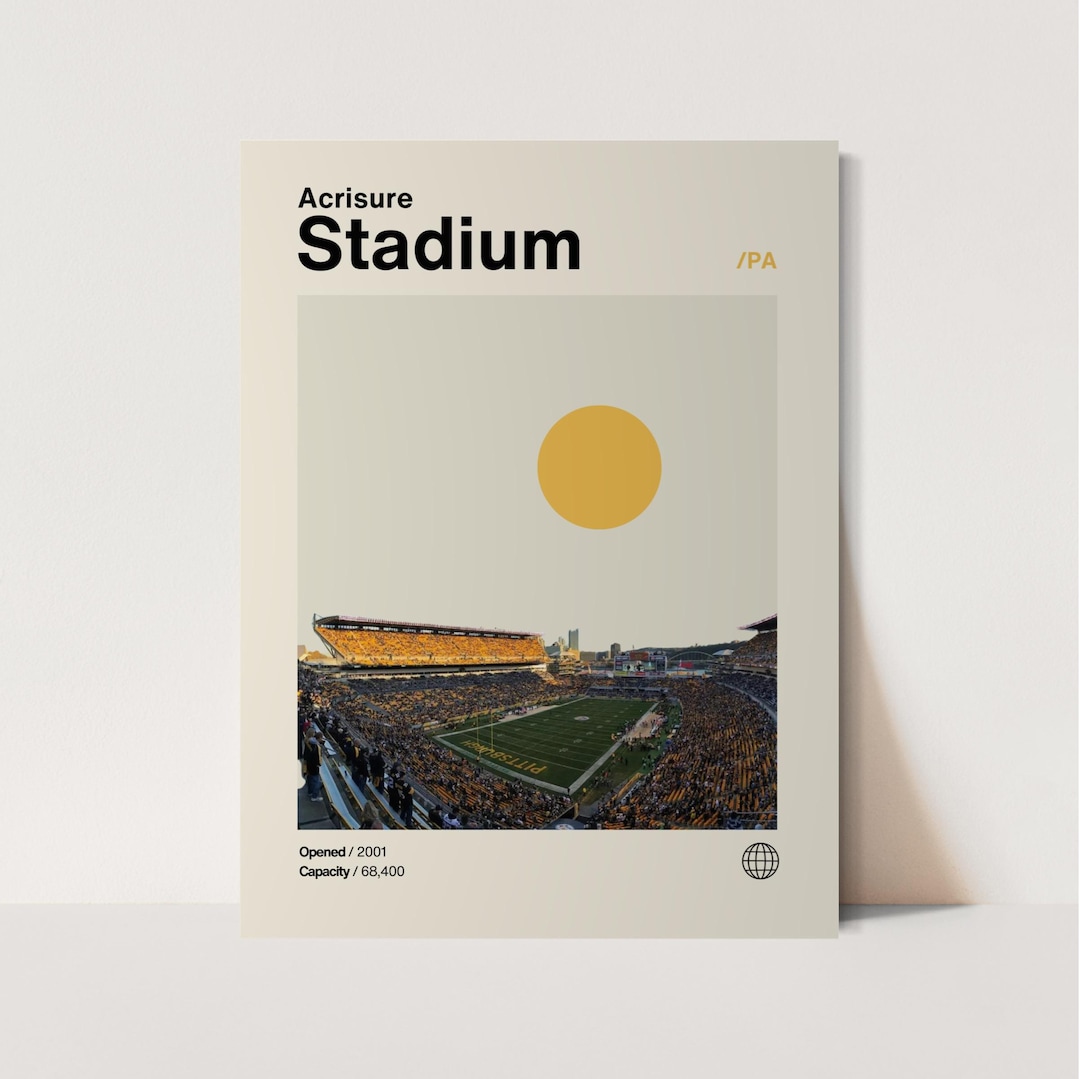 Acrisure Stadium Poster, Steelers Poster, Minimalist, Helvetica, Mid ...