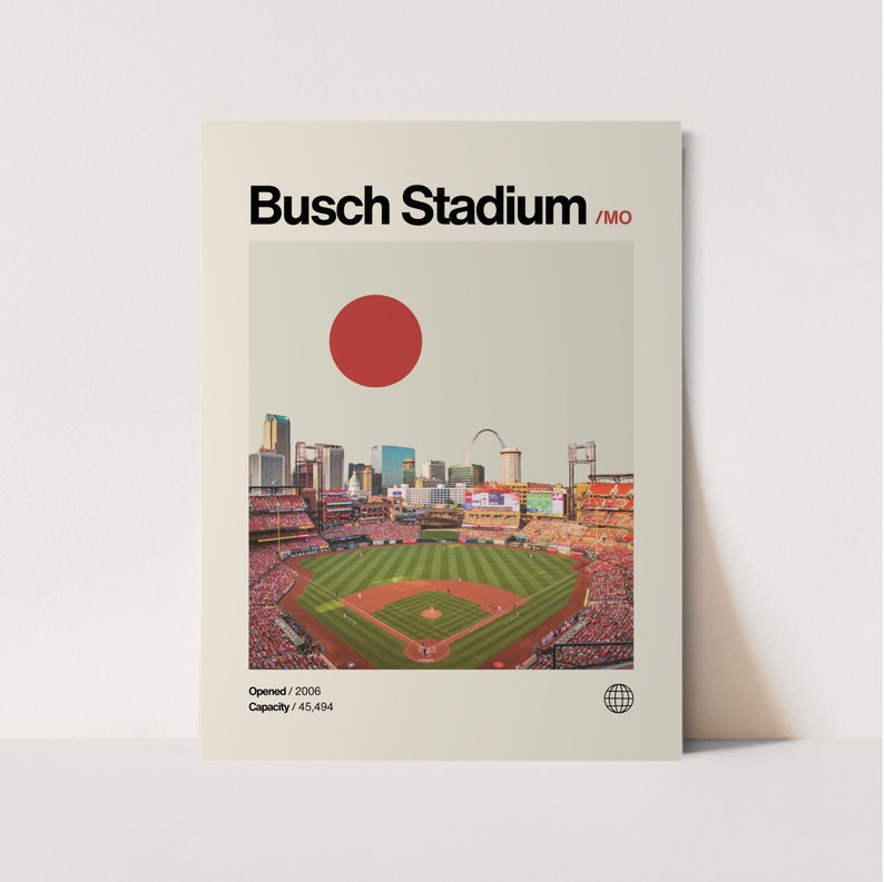 Busch Stadium Poster, Cardinals Poster, Minimalist, Helvetica, Mid ...