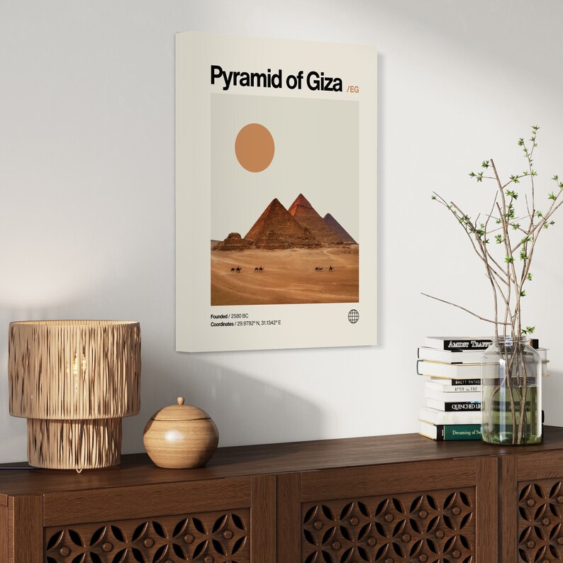 Pyramid of Giza Poster, Minimalist, Helvetica, Mid-century Modern ...