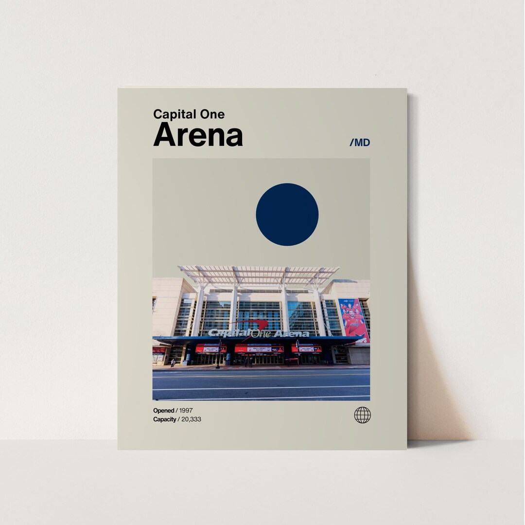 Capital One Arena Poster, Wizards Poster, Minimalist, Helvetica, Mid ...