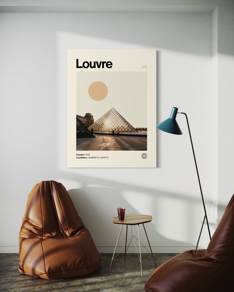 Louvre Poster, Minimalist, Helvetica, Mid-century Modern, Louvre Travel ...