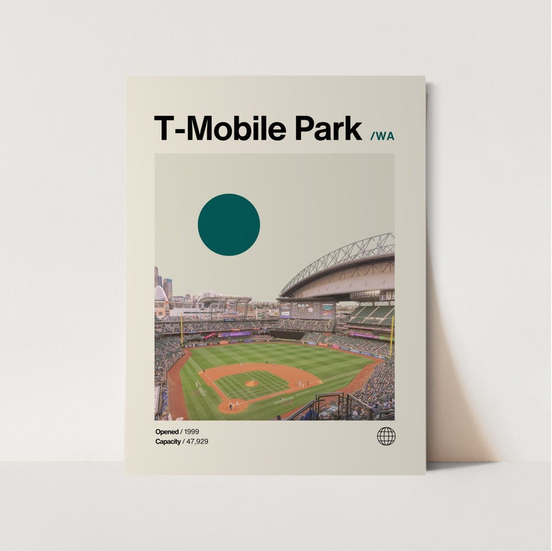 T-mobile Park Poster, Mariners Poster, Minimalist, Helvetica, Mid ...