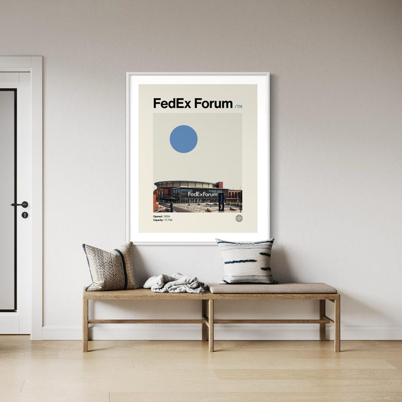 Fedex Forum Poster, Grizzlies Poster, Minimalist, Helvetica, Mid ...