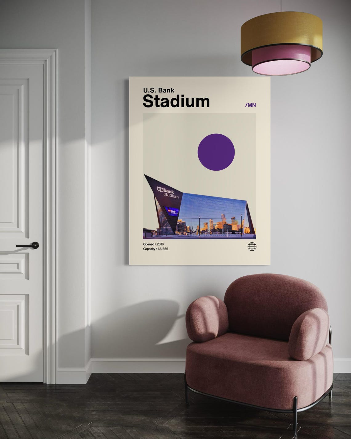 U.S. Bank Stadium Poster, Vikings Poster, Minimalist, Helvetica, Mid ...