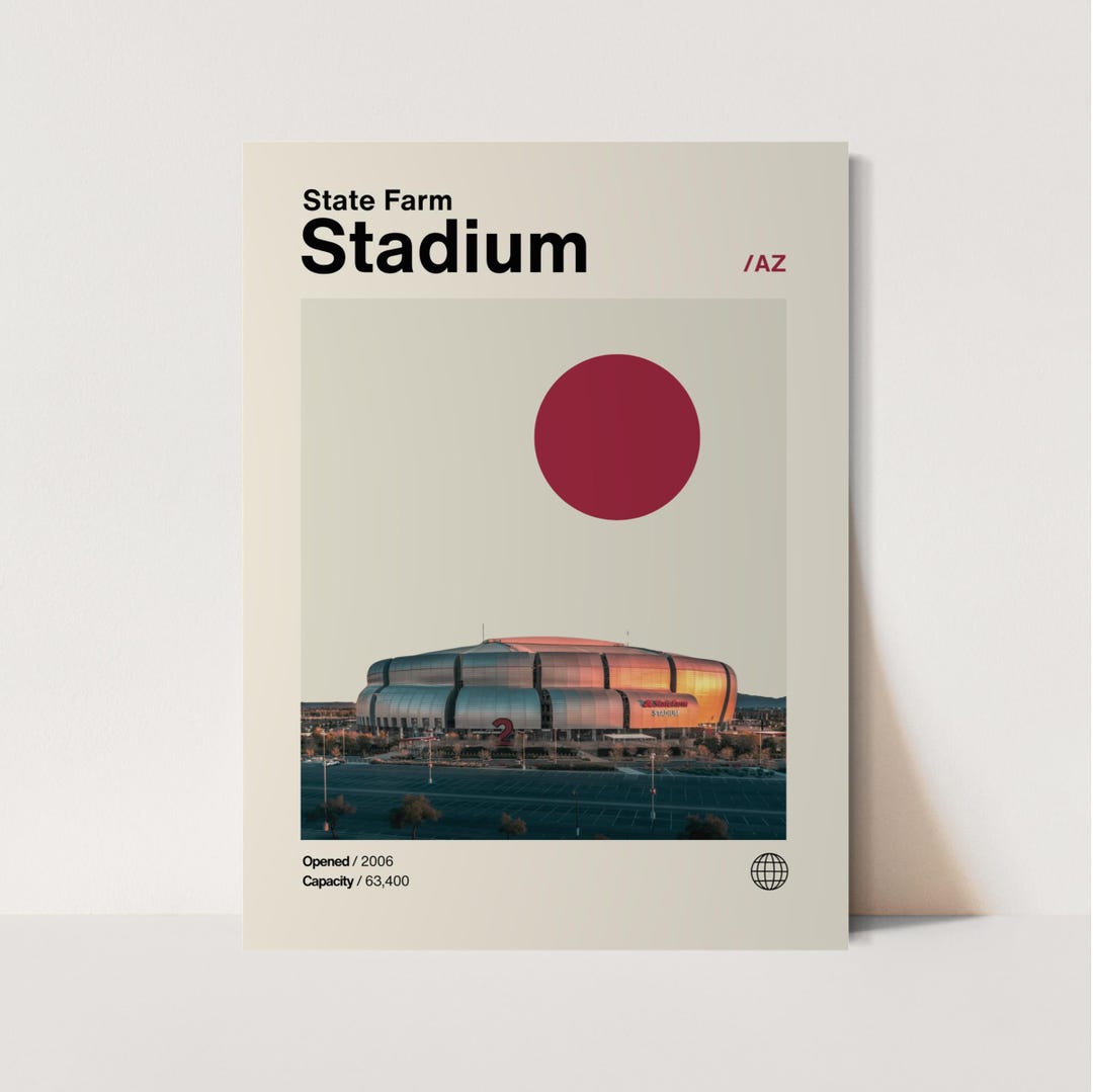 State Farm Stadium Poster, Cardinals Poster, Minimalist, Helvetica, Mid ...