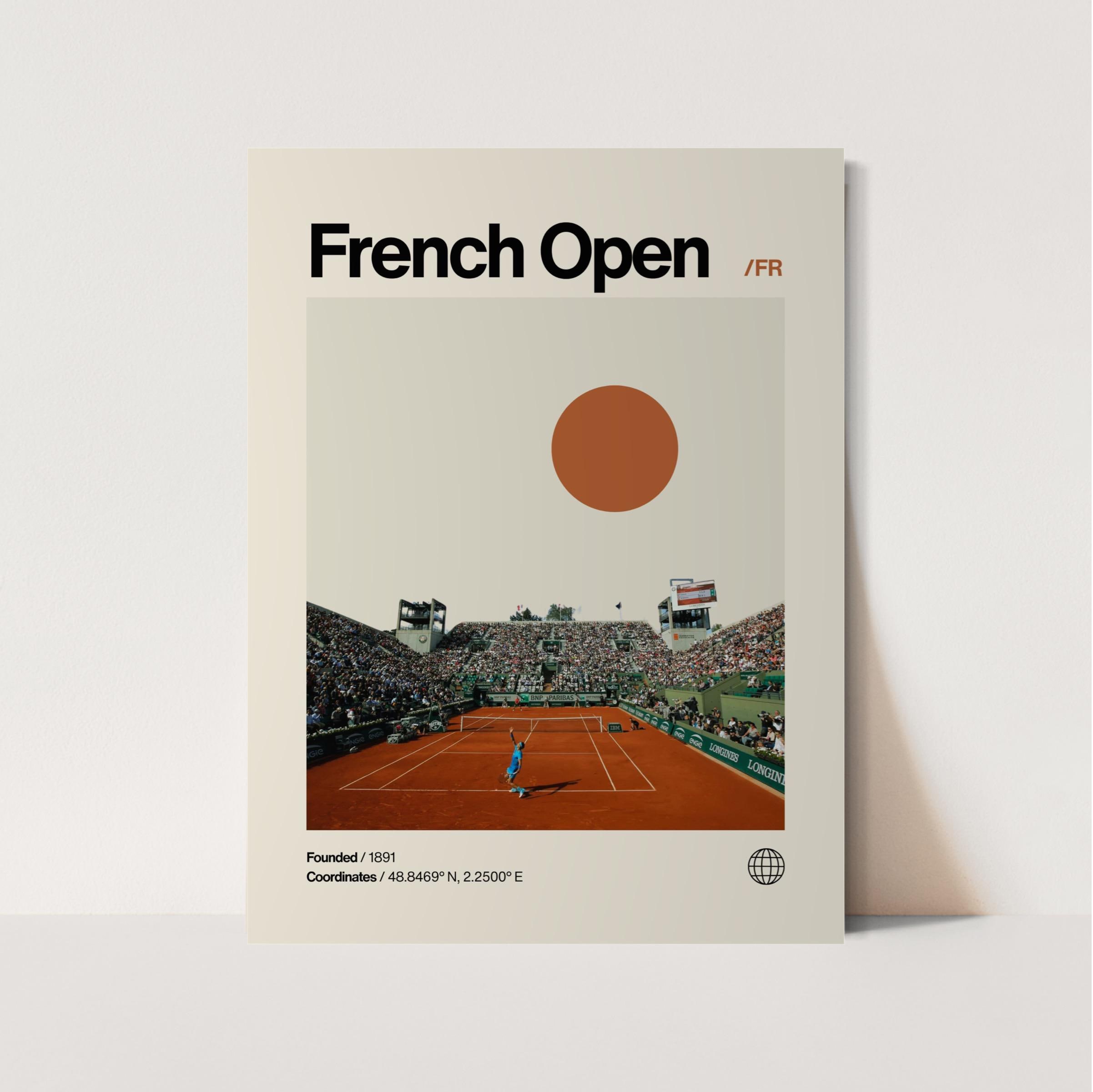French Open Poster, Minimalist, Helvetica, Mid-century Modern, French ...