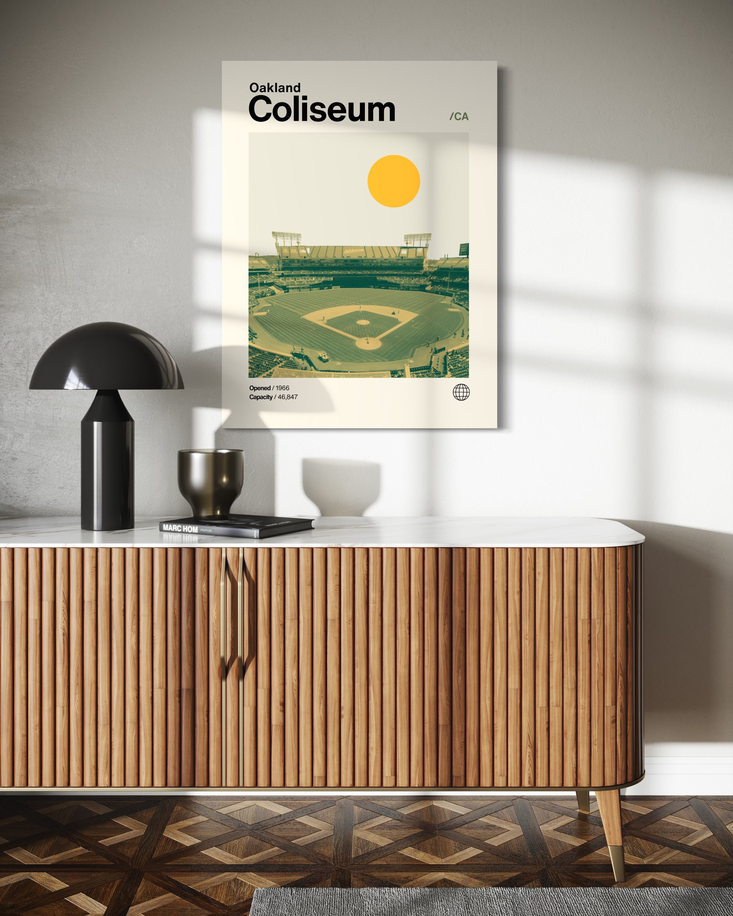 Oakland Coliseum Modern Poster, A's Poster, Minimalist, Helvetica, Mid ...