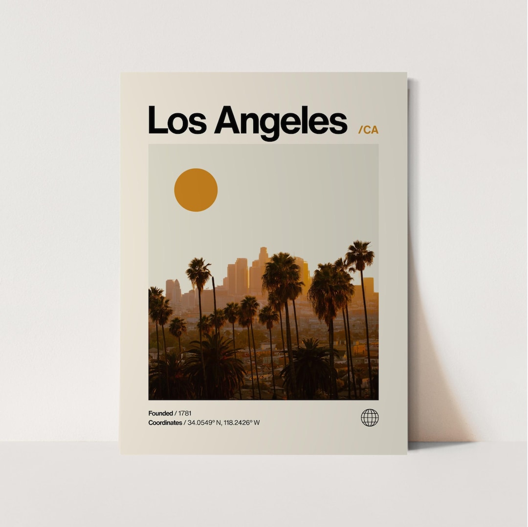Los Angeles Poster, Minimalist, Helvetica, Mid-century Modern, Los ...