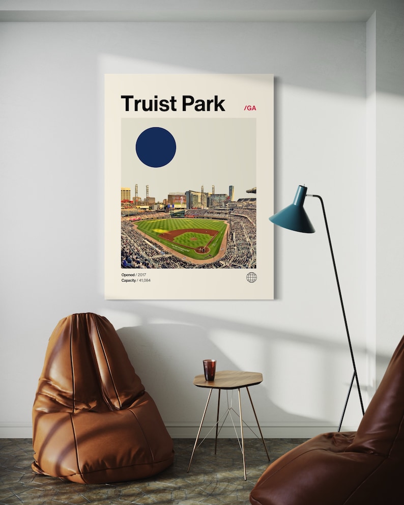 Truist Park Poster, Braves Poster, Minimalist, Helvetica, Mid-century ...
