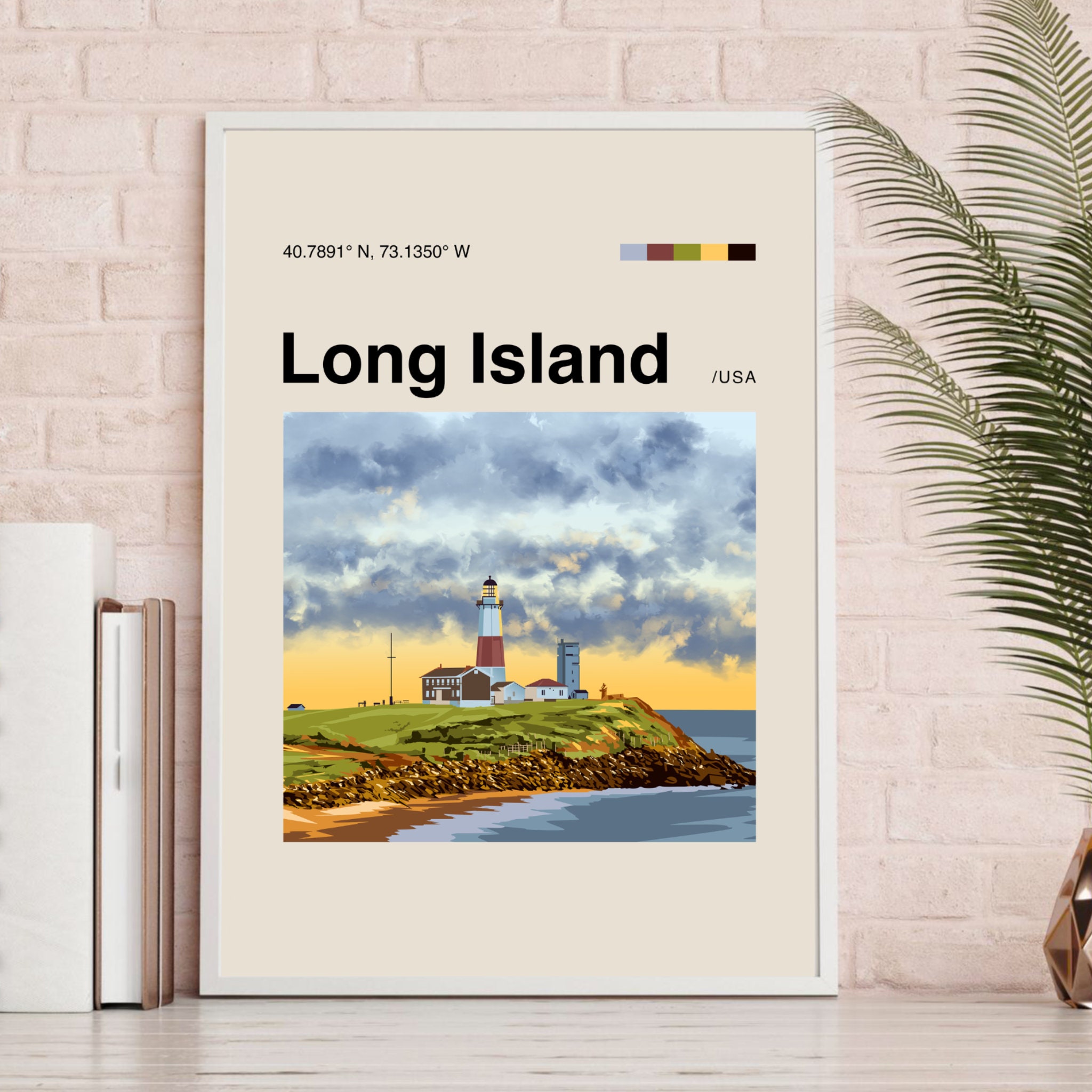 Long Island Poster, Minimalist, Helvetica, Mid-century Modern, Long ...