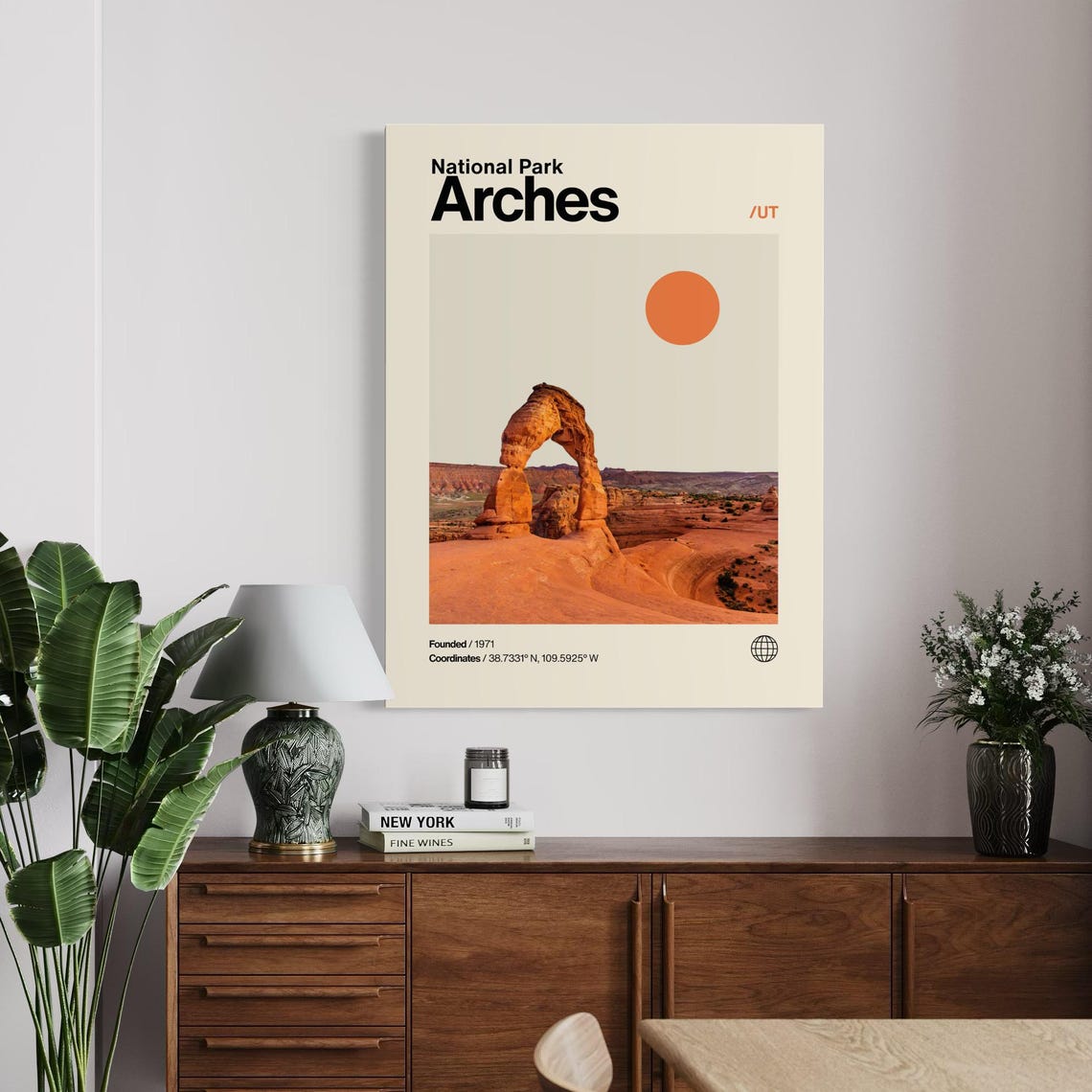 Arches Poster, Minimalist, Helvetica, Mid-century Modern, Utah Poster ...