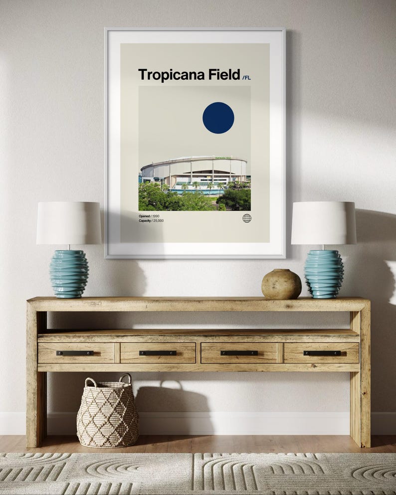 Tropicana Field Poster, Rays Poster, Minimalist, Helvetica, Mid-century ...