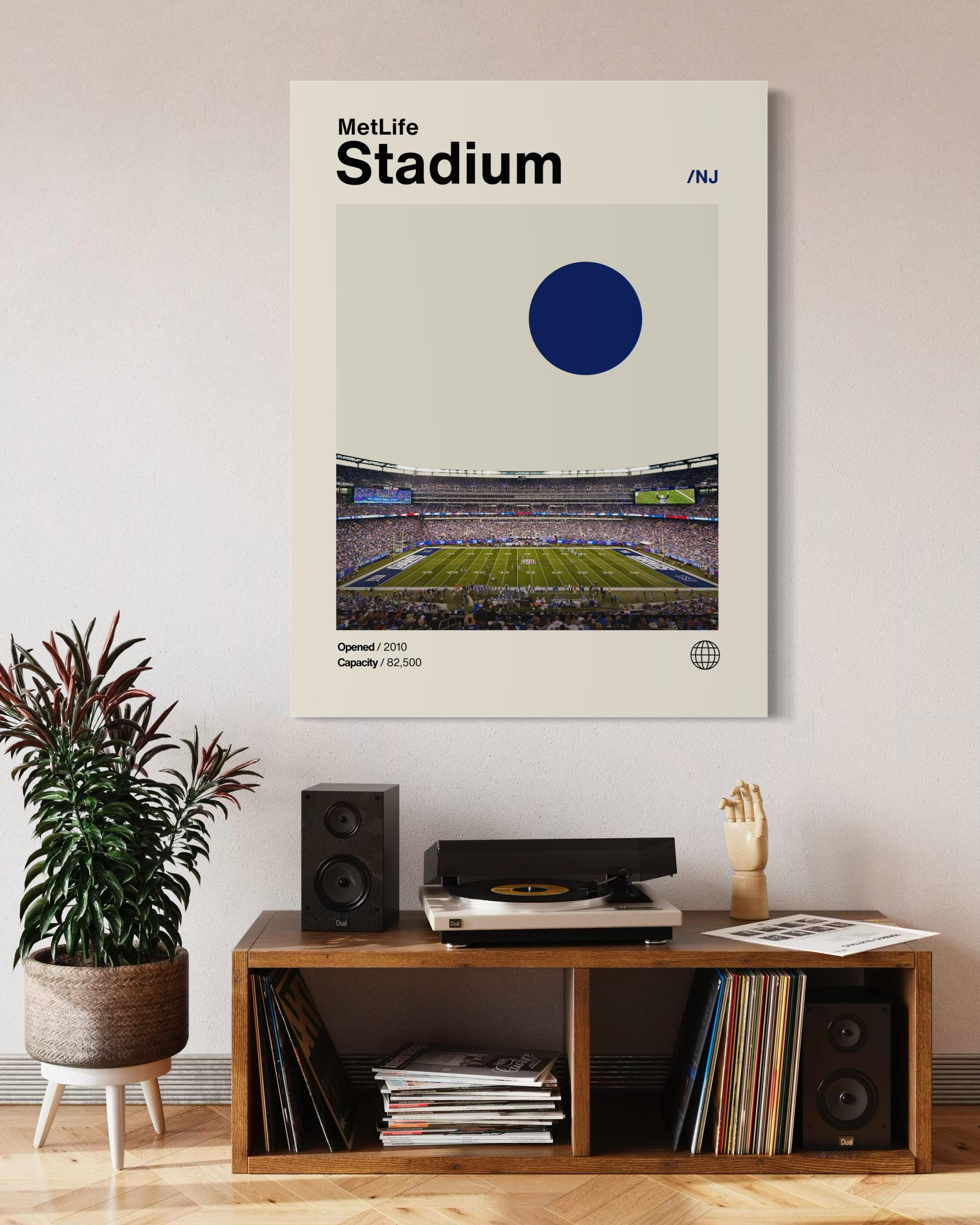 Metlife Stadium Poster, Giants Poster, Minimalist, Helvetica, Mid ...