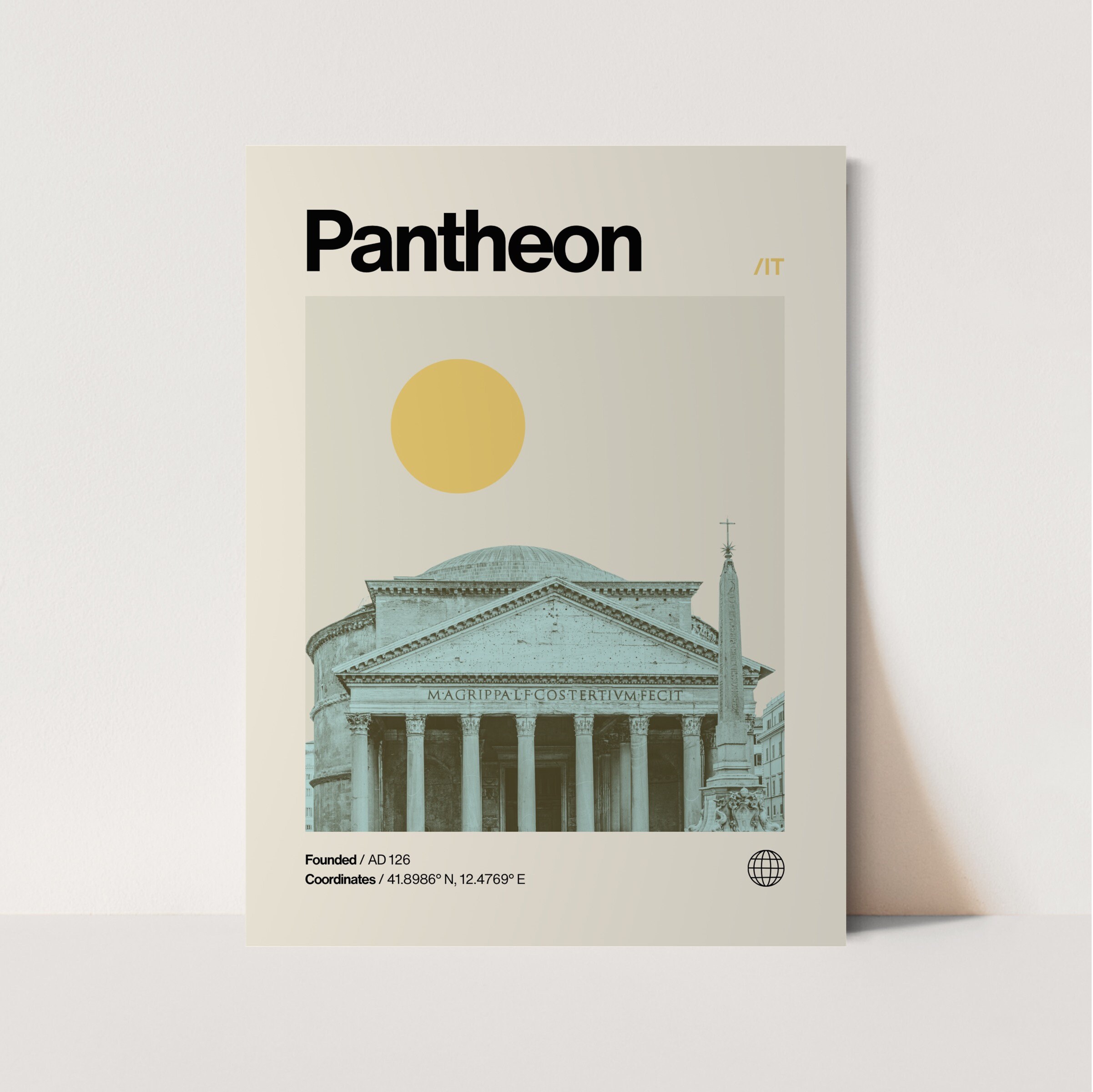 Pantheon Monochromatic Poster, Minimalist, Helvetica, Mid-century ...