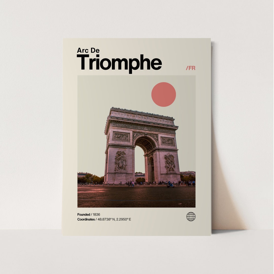 Arc De Triomphe Poster, Minimalist, Helvetica, Mid-century Modern, Arc ...